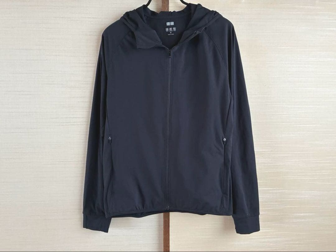 ユニクロUNIQLOドライEXUV カットフルジップパーカXSブラック黒 - メルカリ