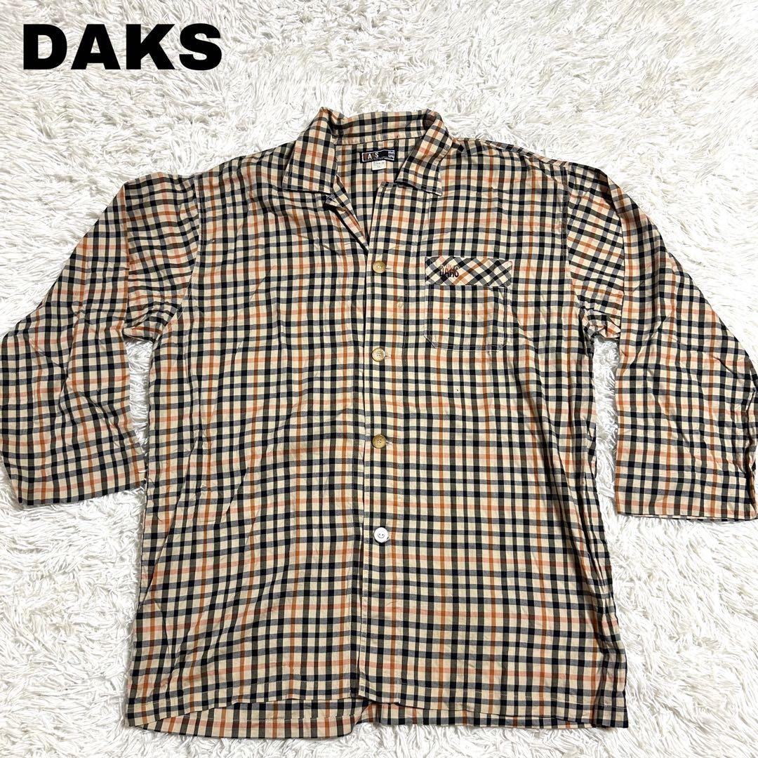 【DAKS】ダックス 長袖チェック柄ポロシャツ ブラウン系 ゆったり 【LL】 - メルカリ
