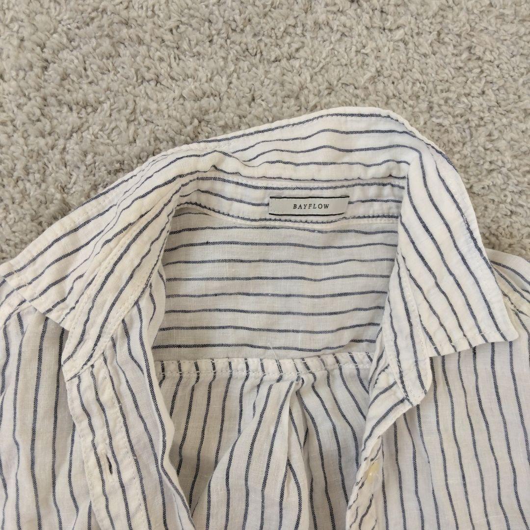 BAYFLOW リネン素材ストライプ 長袖シャツ - メルカリ
