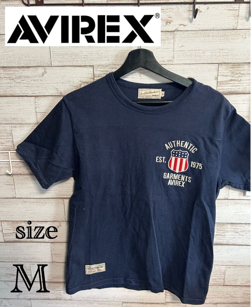 AVIREX ネイビー 厚手Tシャツ M - メルカリ