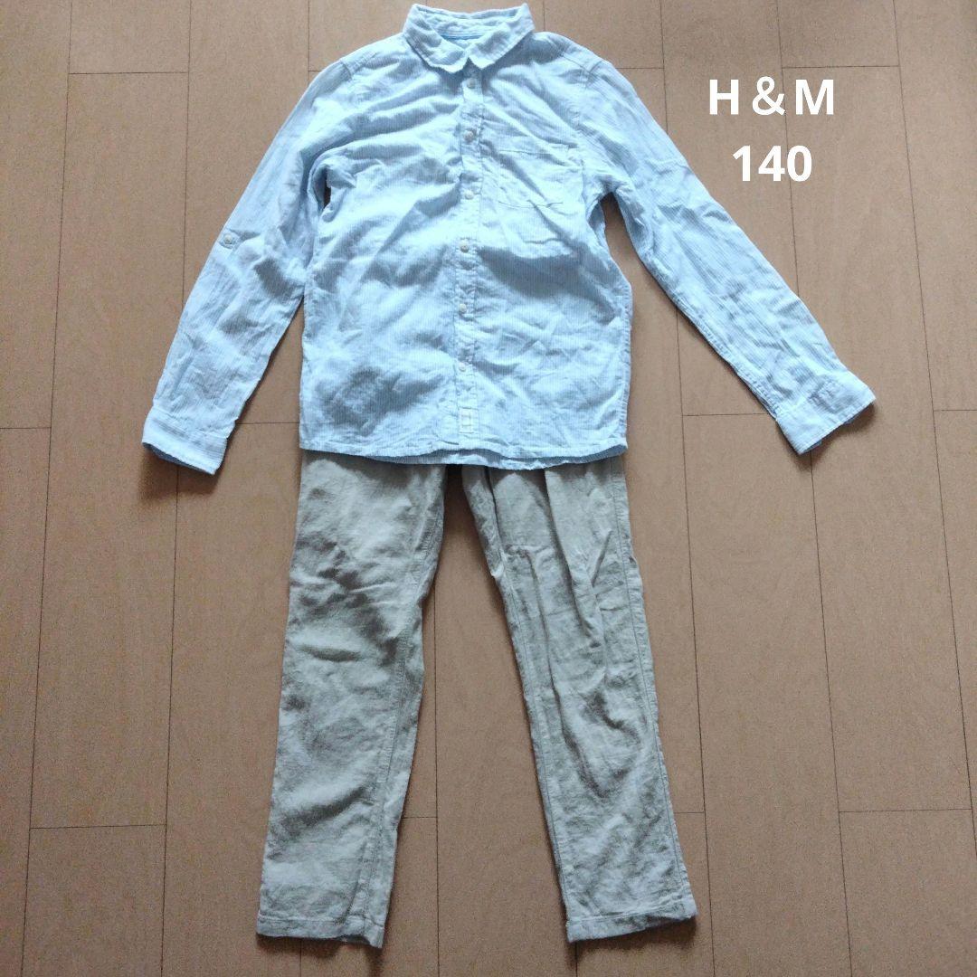 H&M L.O.G.G. ロールアップシャツ パンツセット マリンコーデ 140 - メルカリ