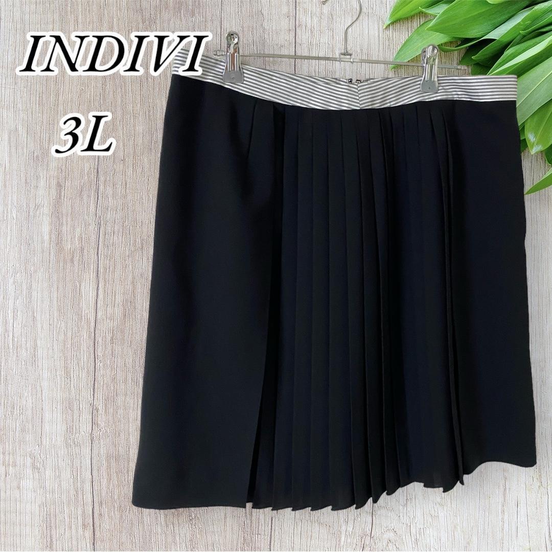 INDIVI レディース3L 大きめサイズ ミニスカート ブラック プリーツ - メルカリ