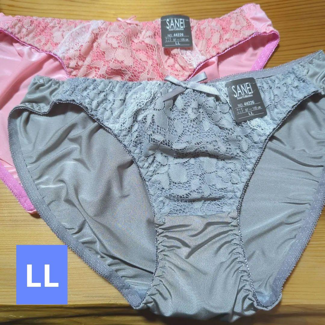 SANEI 花柄レースショーツ LL グレー・ピンク - メルカリ