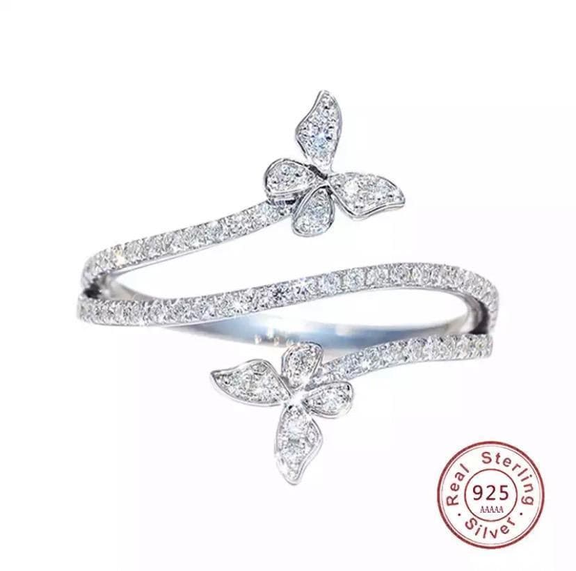 620 シルバー バタフライ リング s925 czダイヤモンド ジルコン by メルカリ