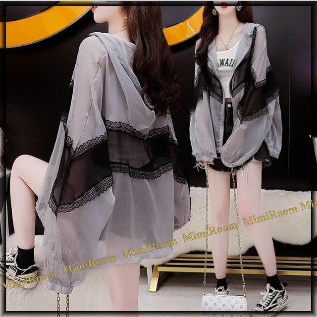 【3L4L(5L)】バイカラー＆レーストリミング シースルーウインドブレーカー - メルカリ