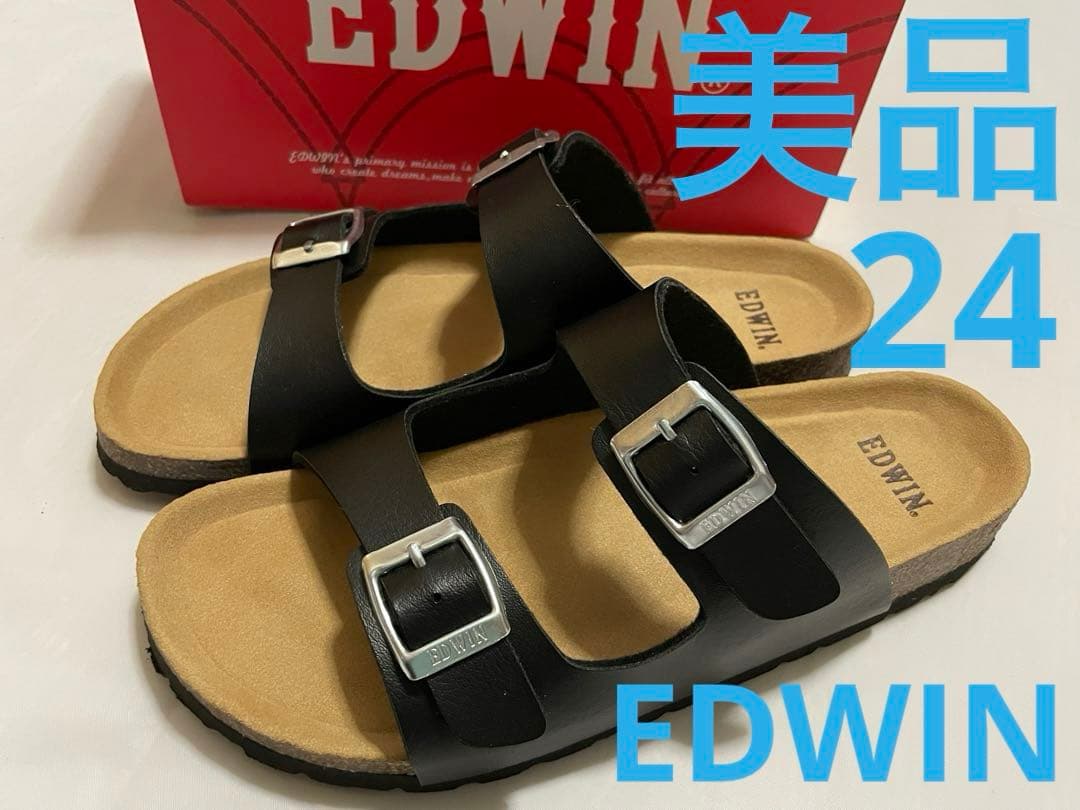 【美品】EDWIN レディース コルクフットベッド サンダル ブラック 24cm by メルカリ