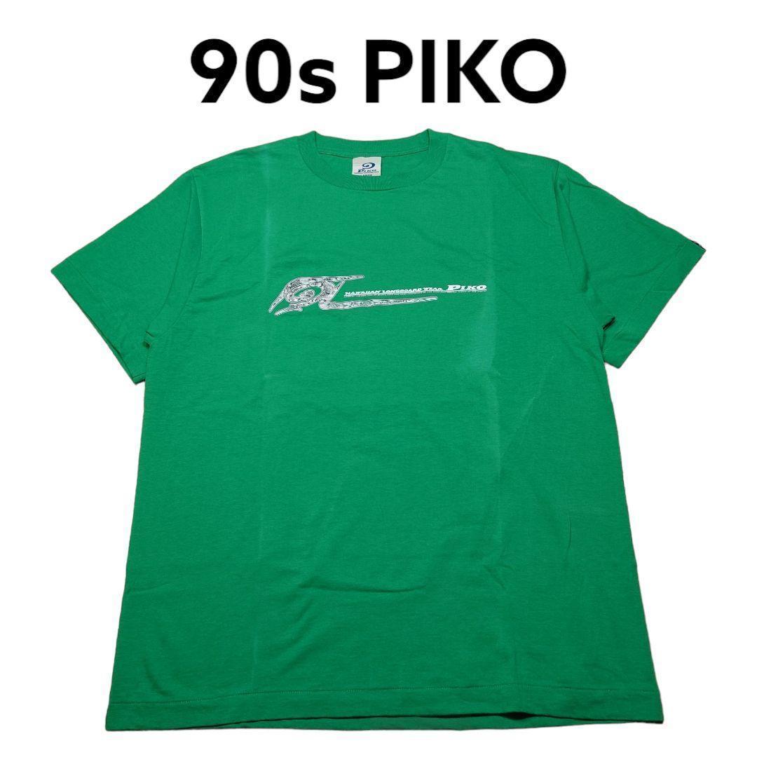 90s PIKO ロゴプリント Tシャツ 古着 ピコ シングルステッチ グリーン - メルカリ
