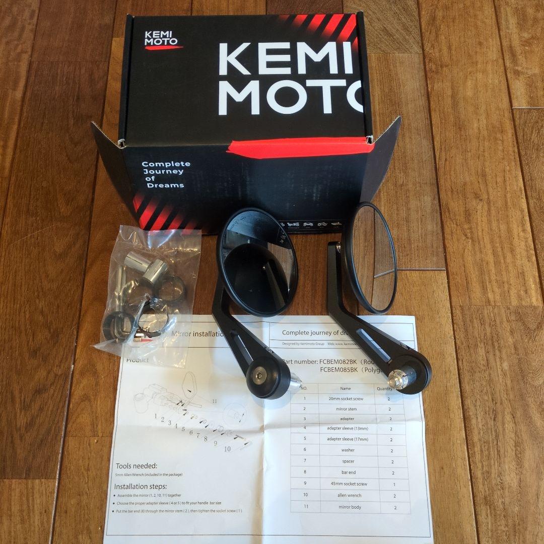 KEMI MOTO バイク用サイドミラー 取り付けキット付き - メルカリ