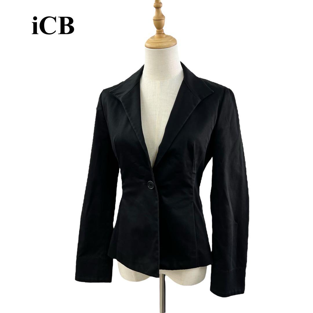 ICB アイシービー テーラードジャケット 1B 1釦 日本製 黒 9号 M - メルカリ
