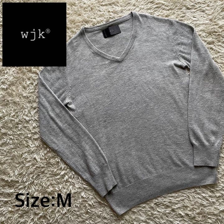 wjk ダブルジェーケー Vネックニット ハイゲージ ベーシック ライトグレー - メルカリ