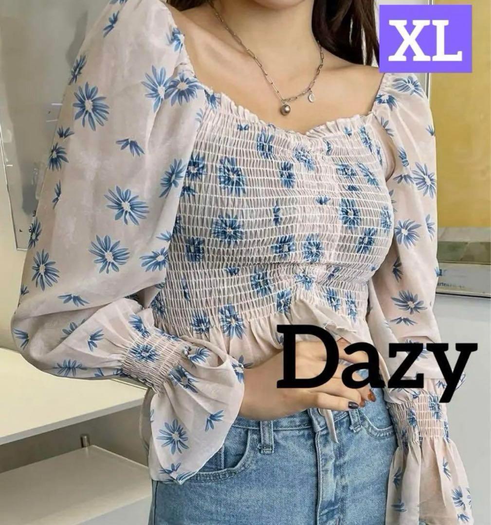 Dazy 花柄フリルブラウス XLサイズ - メルカリ