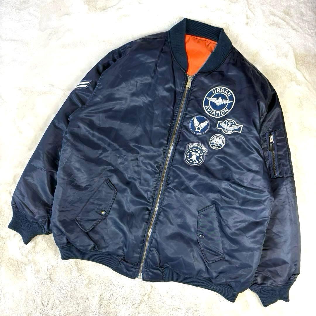 フライトジャケット XL MA-1 ワッペン ロゴ刺繍 リバーシブル 短丈 冬 - メルカリ