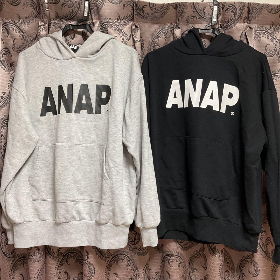 ANAP パーカー グレー ブラック 2点セット - メルカリ