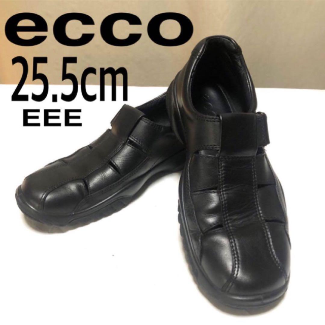 Ecco エコー レザー グルカサンダル スニーカー 25.5EEE 黒 レザー - メルカリ