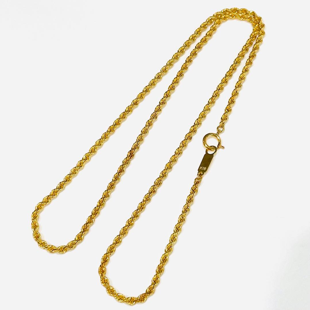 K18 18金ネックレス 3.9g 45cm ロープチェーン - アクセサリー