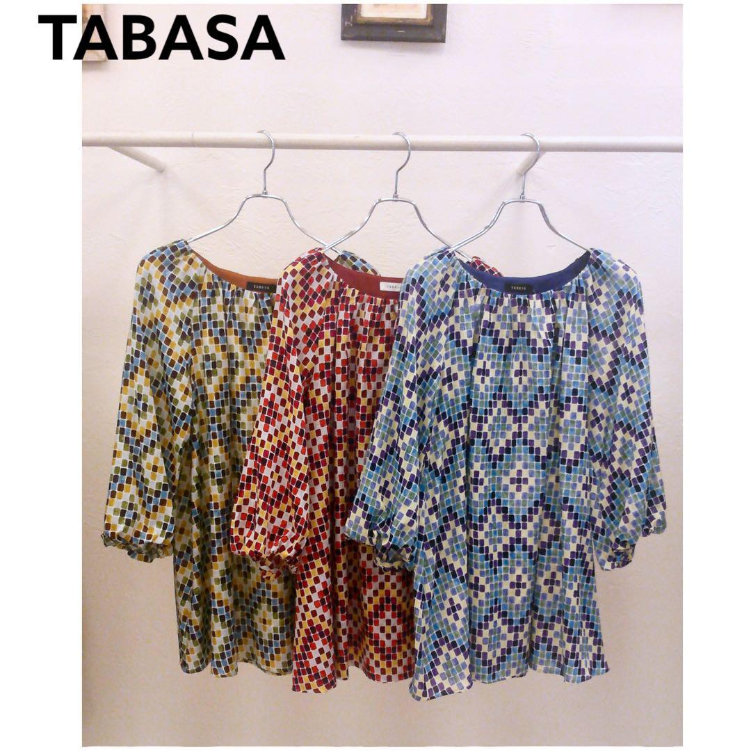 TABASA 総柄 ブロック トップス 32 ゆったりめ ブラウス 幾何学 - メルカリ