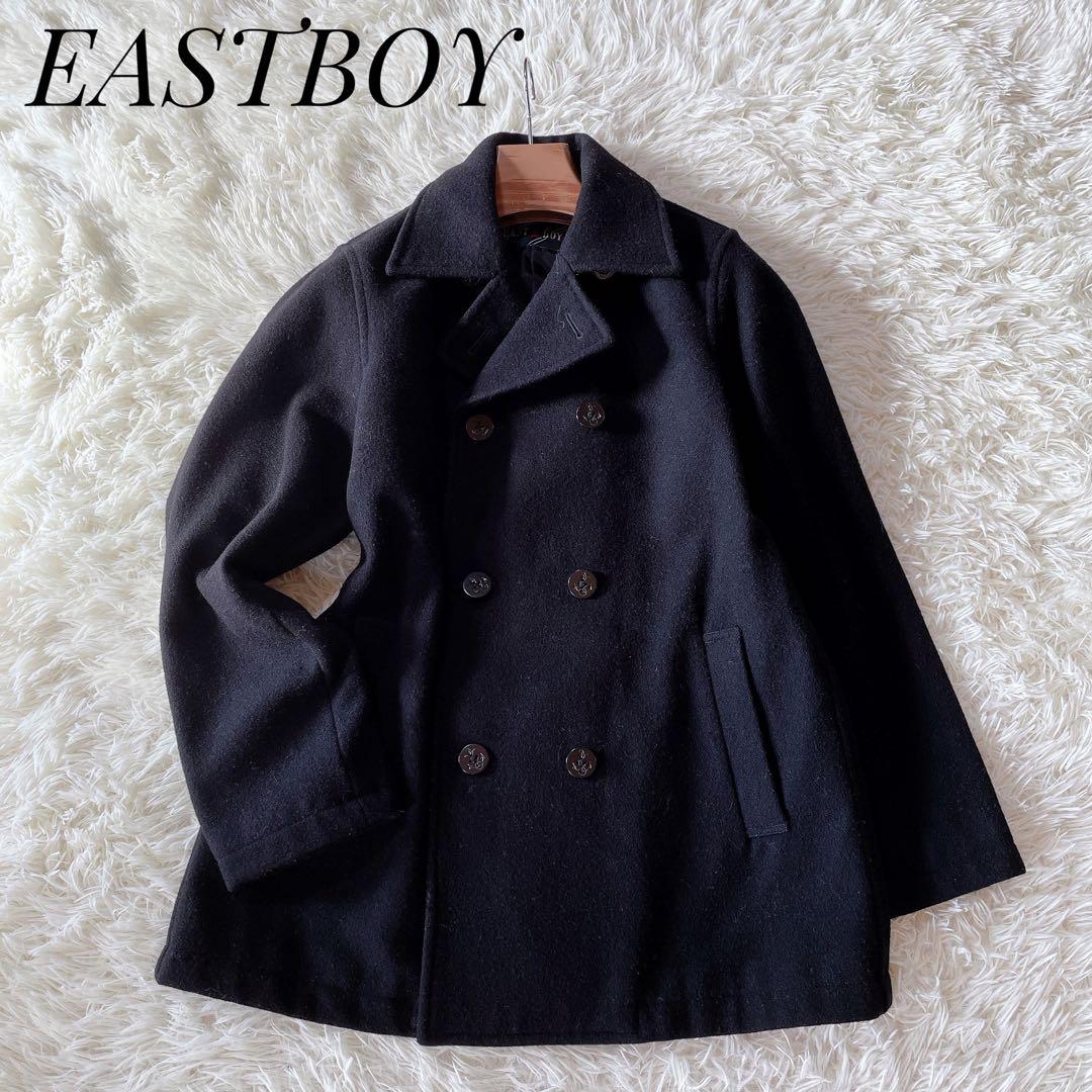 EASTBOY ウール混 ピーコート ダブル 裏地総柄 男女兼用 黒 M L by メルカリ