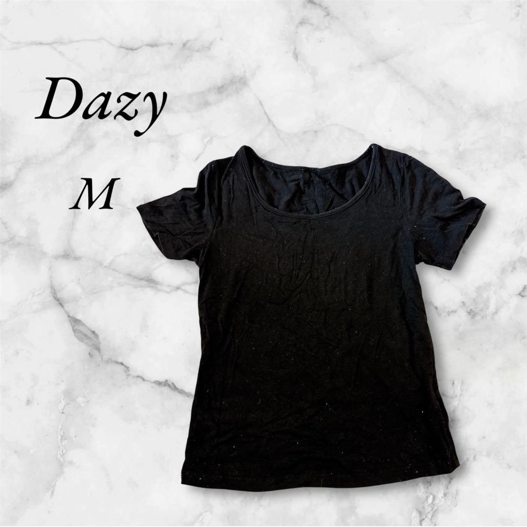 n334【Dazy】Tシャツ，カットソー，薄め，ブラック，（M） - メルカリ