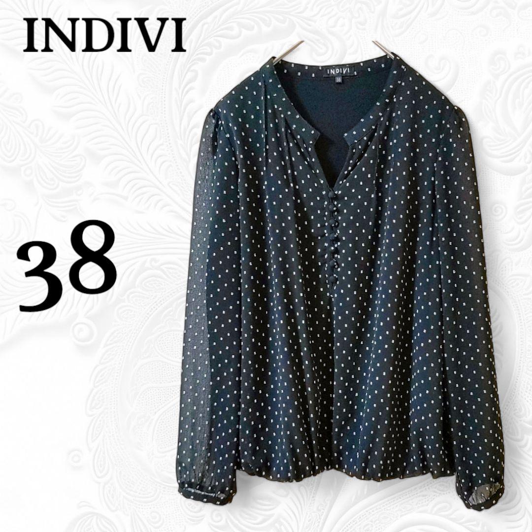 INDIVI インディヴ ブラウス 38 黒 ドット 総柄 シアー 長袖 華やか by メルカリ