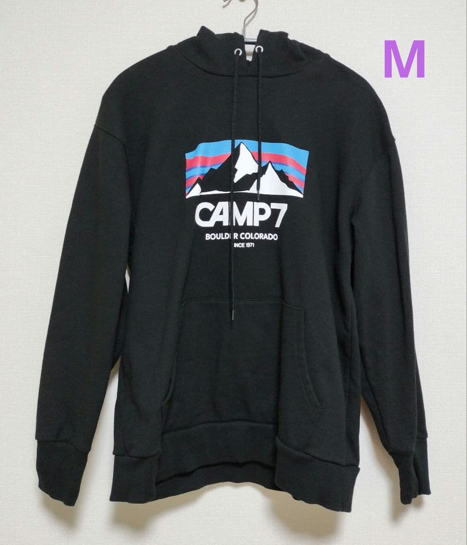 CAMP7 黒 Mサイズ フード付きパーカー - メルカリ