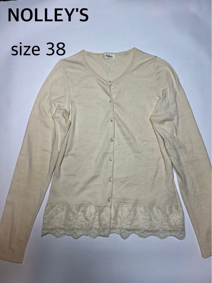 NOLLEYS カーディガン クリーム M コットン70% シルク30% by メルカリ