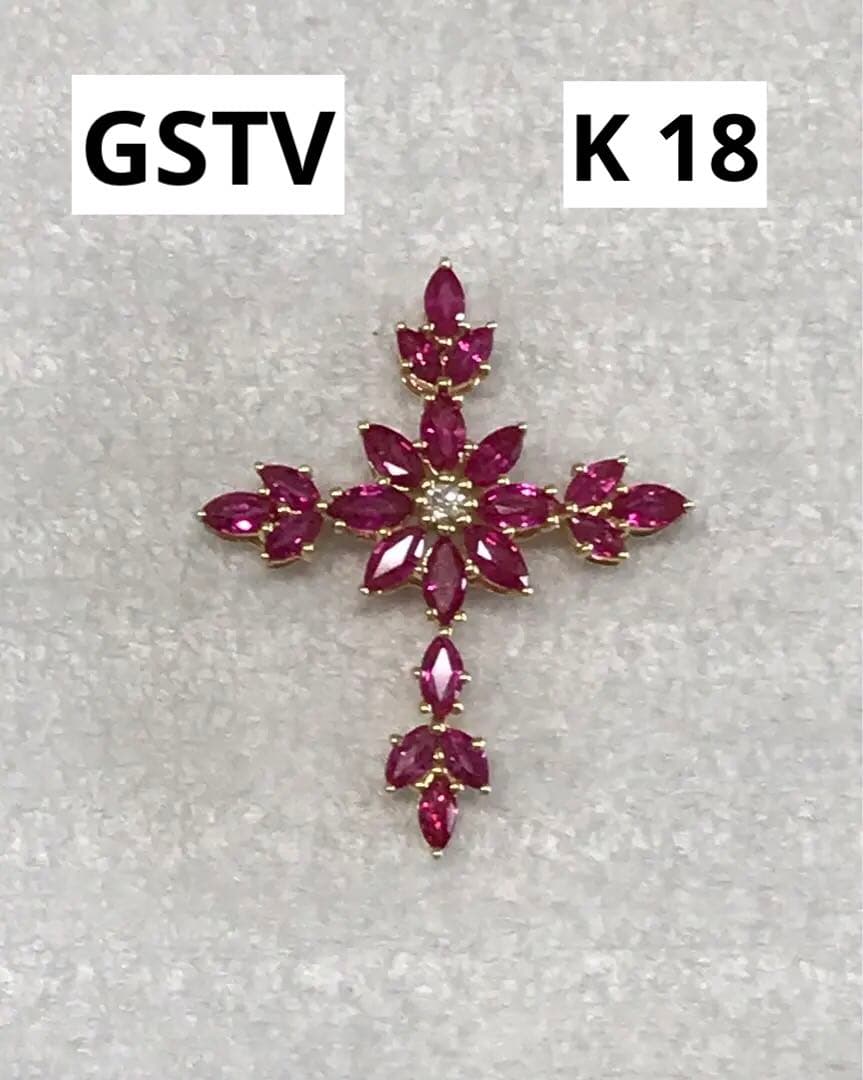 GSTV K18 ルビー クロス ペンダント トップ by メルカリ