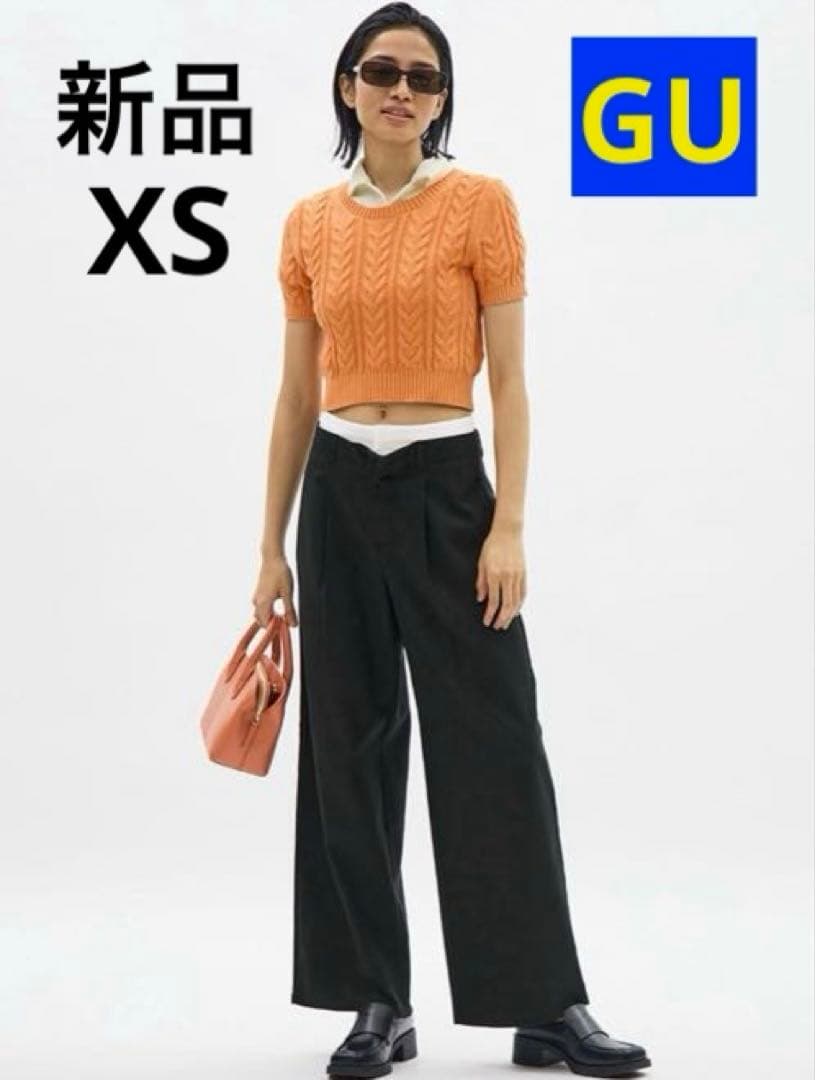 新品未使用GU ジーユー ダブルウエストワイドパンツ XS 黒 - メルカリ