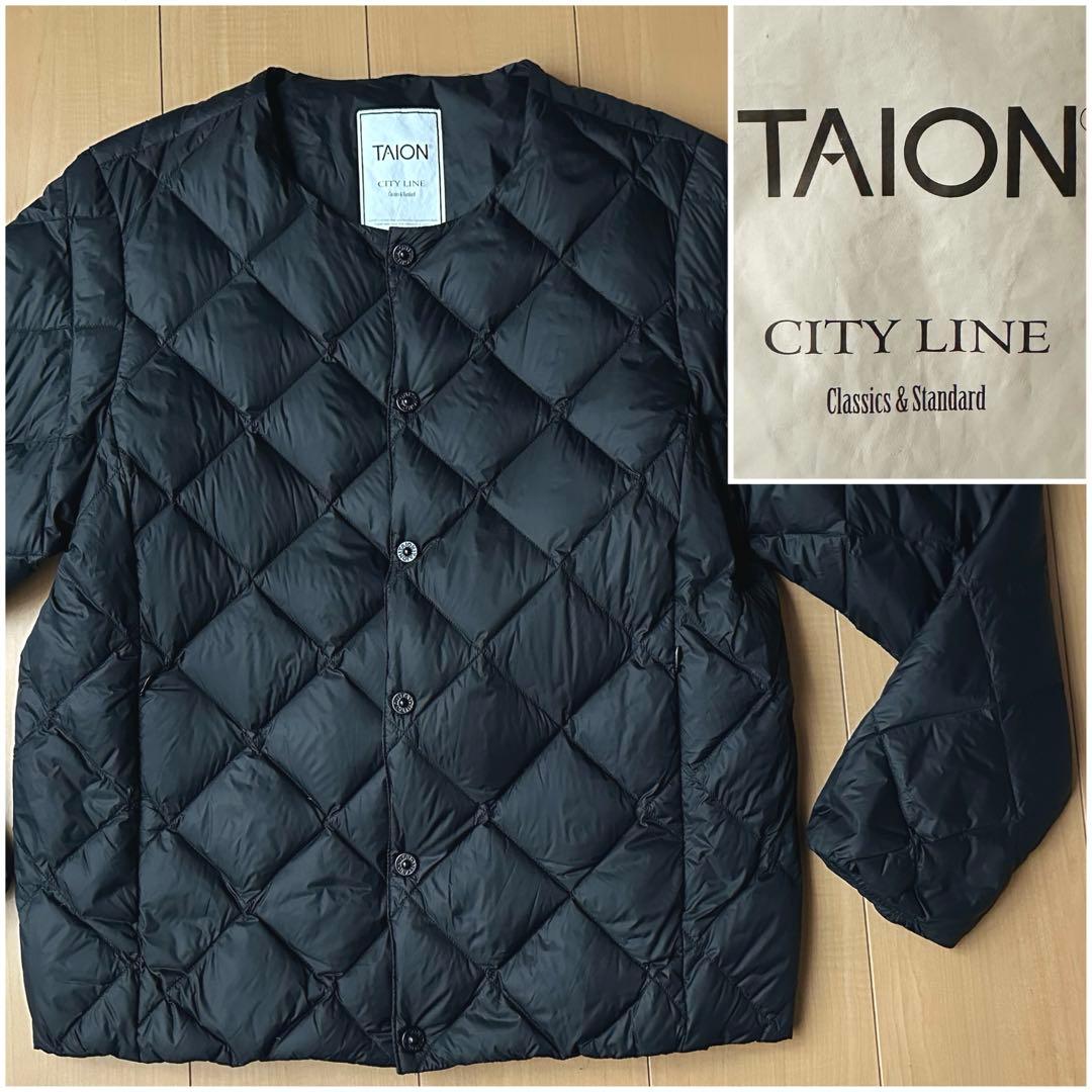 L TAION クルーネック ダウン ジャケット タイオン 黒 - メルカリ