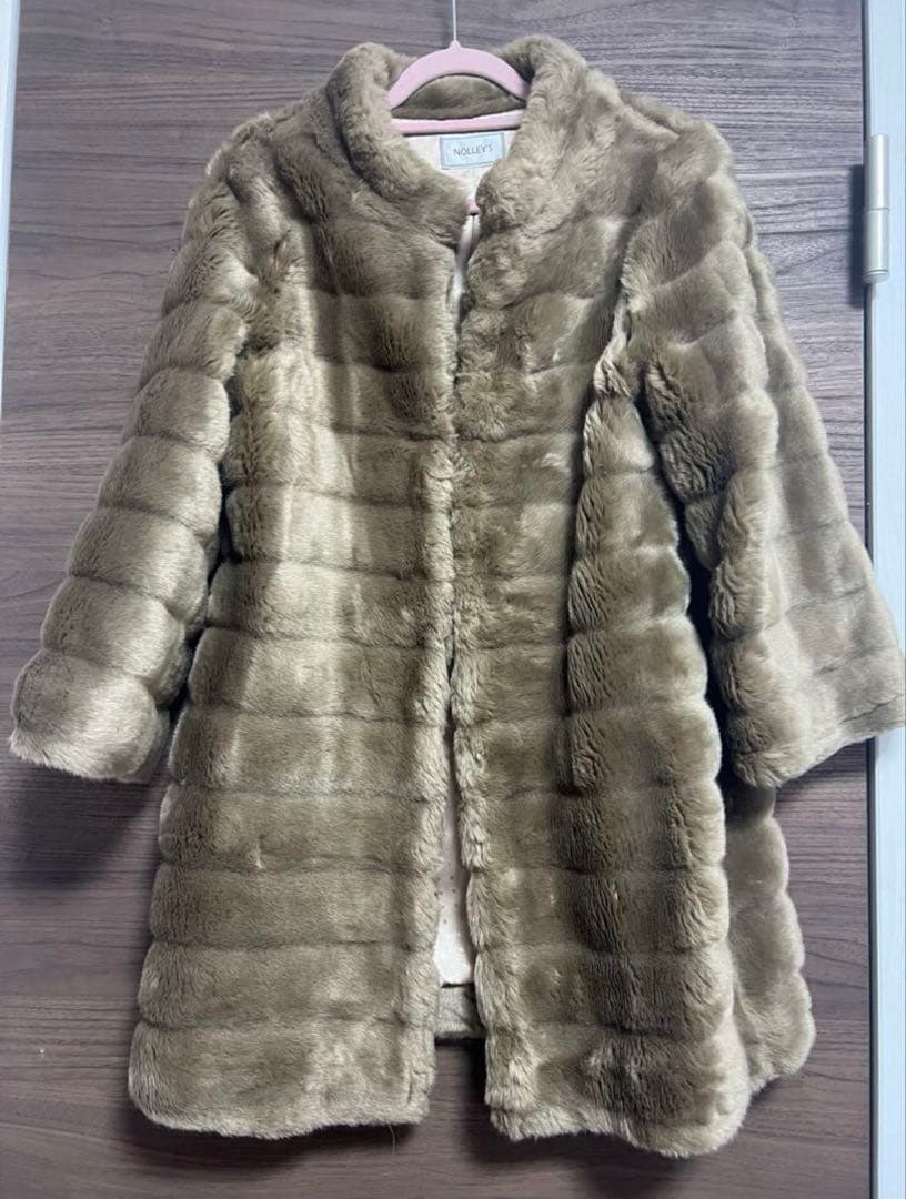 【美品】NOLLEY'Sノーリーズ フェイクファーコート ブラウン M - メルカリ