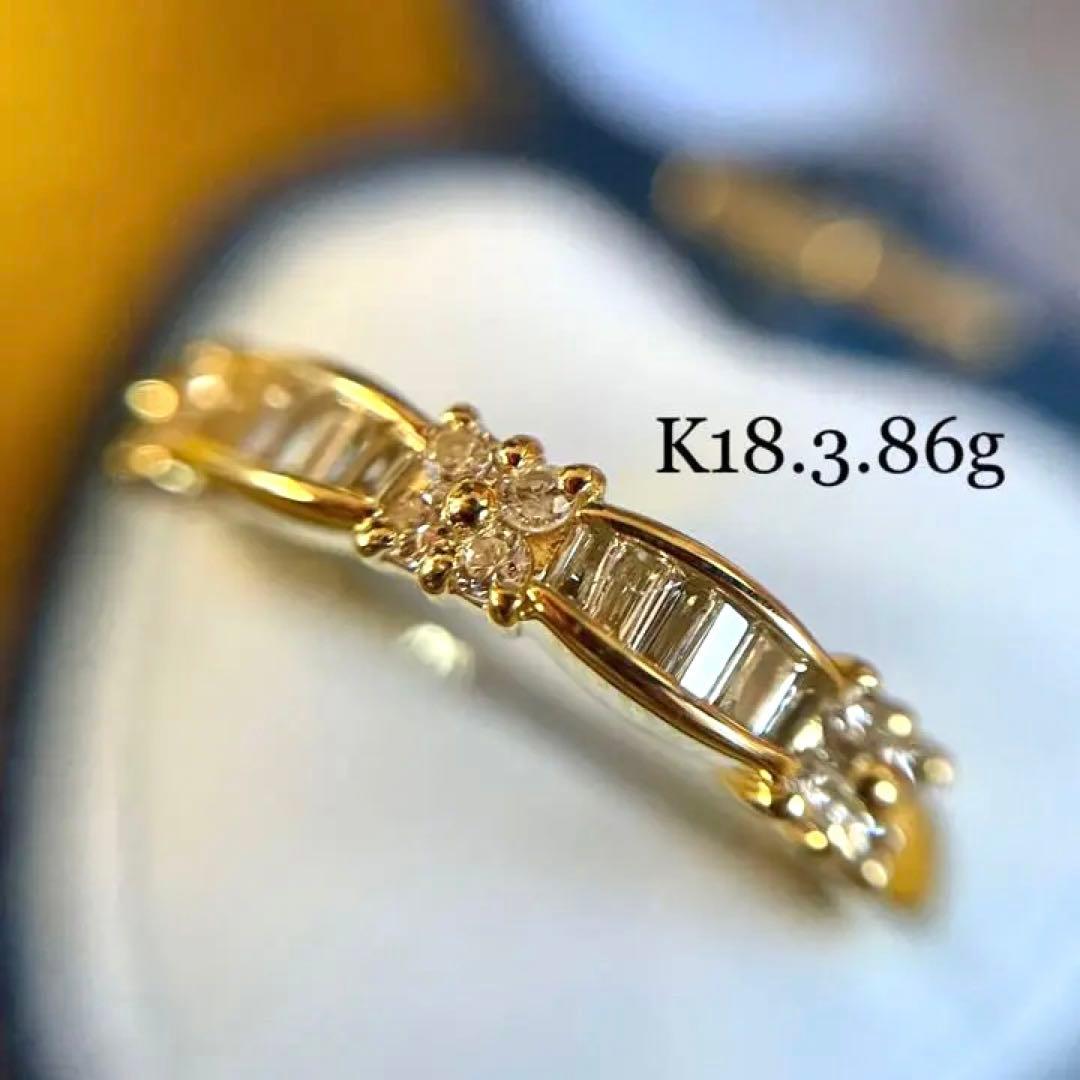 2種カット K18YG*3.86g*12号*テーパーカットダイヤモンドリング - メルカリ
