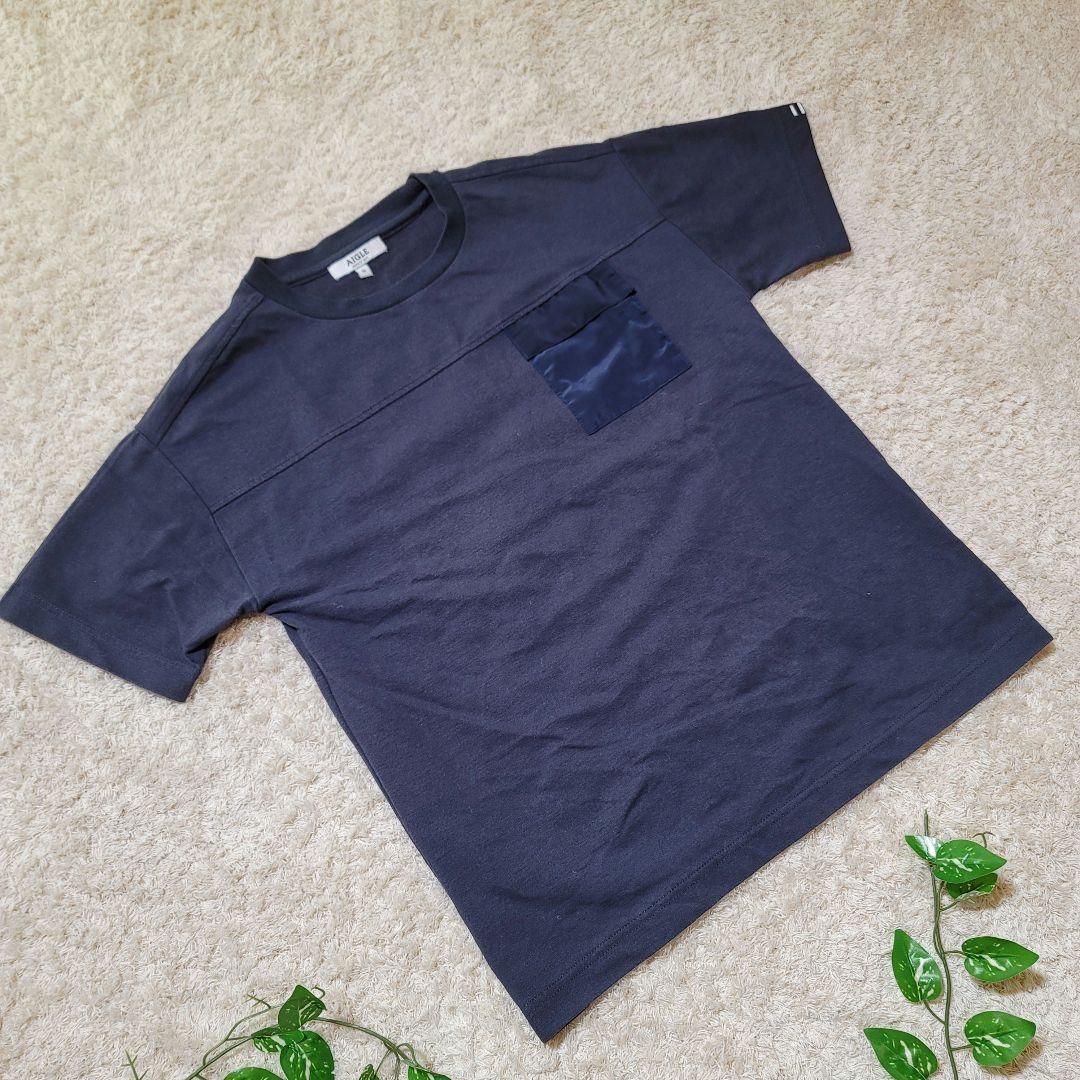 AIGLE エーグル Msize Tシャツ 胸ポケット ネイビー - メルカリ