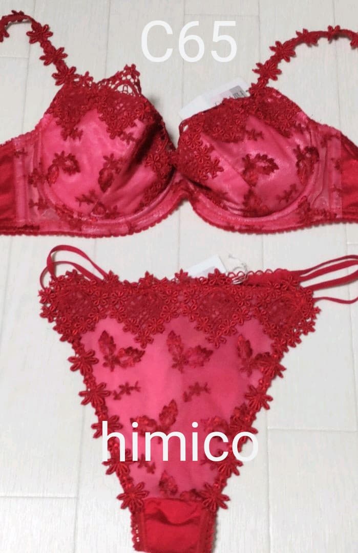新品タグ付 himico ヒミコ 赤のブラジャー＆Tバックセット C65 - メルカリ