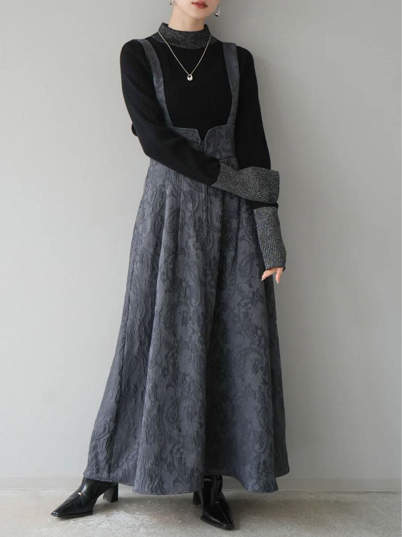 ペイズリージャガード2WAYフレアジャンパースカート ロング 総柄 Lumier - メルカリ