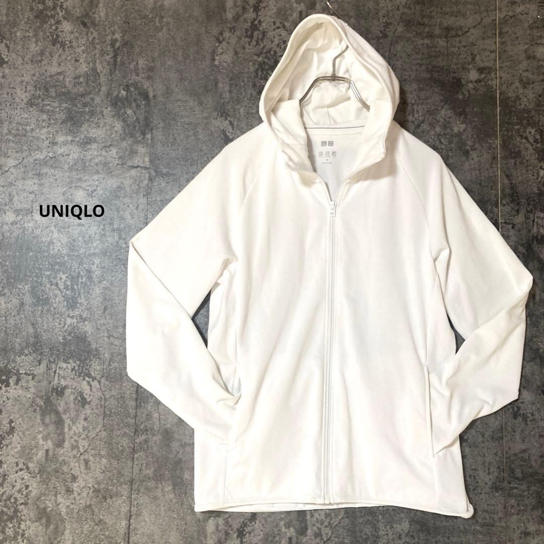 UNIQLO ドライEXUVカットフルジップパーカー 長袖 白 運動会 メンズM - メルカリ