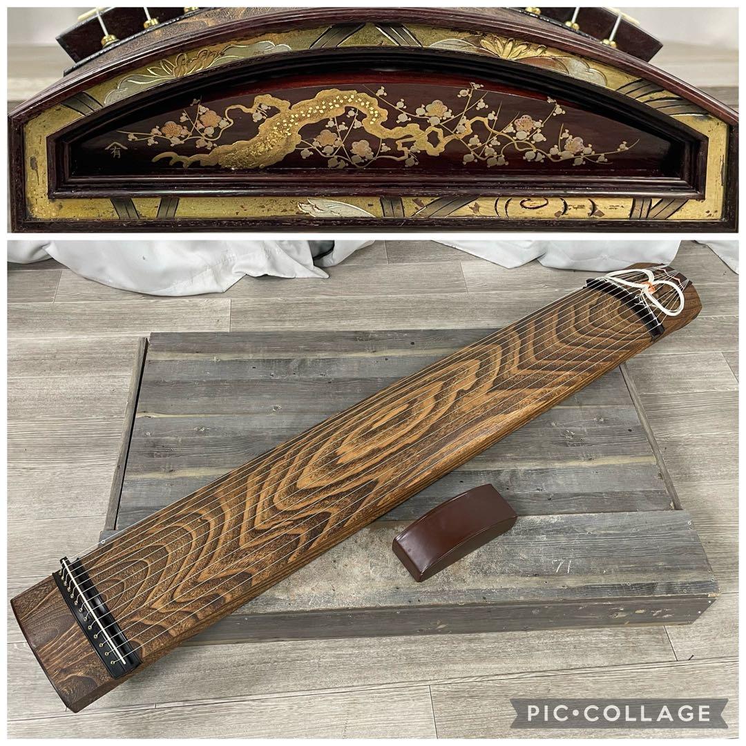 X493 山有製 螺鈿細工 金蒔絵 梅花枝図 十三弦琴 綾杉彫 刳甲 /S9 - メルカリ