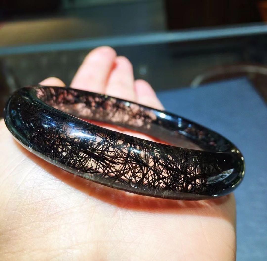 【天然】ブラックルチルクォーツ バングル 53g by メルカリ