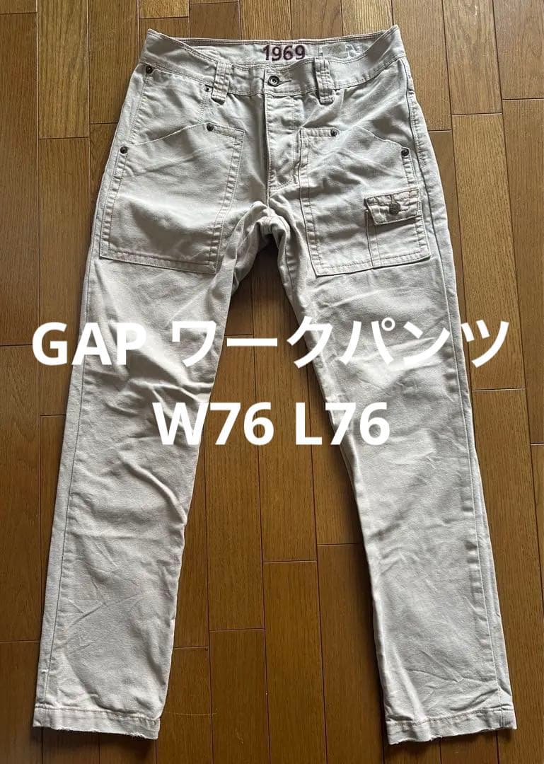 春夏 GAP スリムフィットワークパンツ W76 L76 ホワイトベージュ by メルカリ