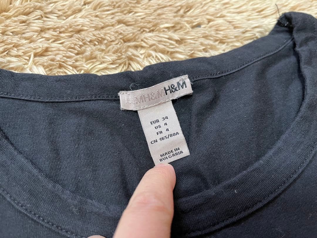 H&M 黒 半袖ワンピース US4 - メルカリ