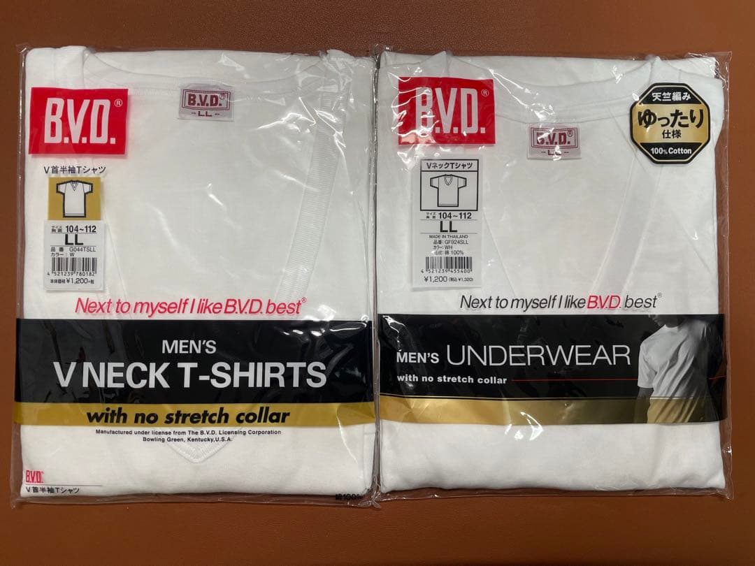 B.V.D. BVD VネックTシャツ 新品 2枚セット、LLサイズ - メルカリ