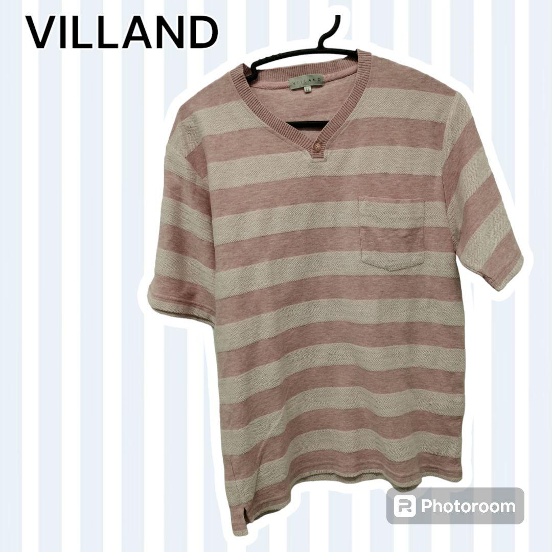 VILLAND ボーダー Tシャツ ピンク OJ180 - メルカリ