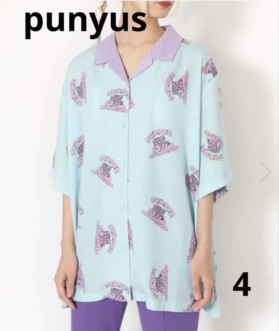 未使用 PUNYUS CAT’S girls総柄開襟シャツ サイズ4 ブラウス - メルカリ