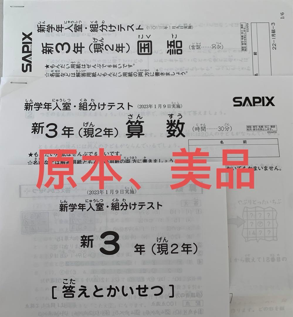 SAPIX 2年生 （新3年生）入室 組分けテスト by メルカリ