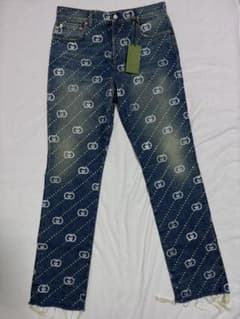 グッチ サイズ:31  760957 XDCOT GGロゴ 総柄 クリスタル装飾デニムパンツ 中古 OM10 レア GUCCI 760957 GGロゴ 総柄 クリスタル装飾 デニムパンツ - メルカリ